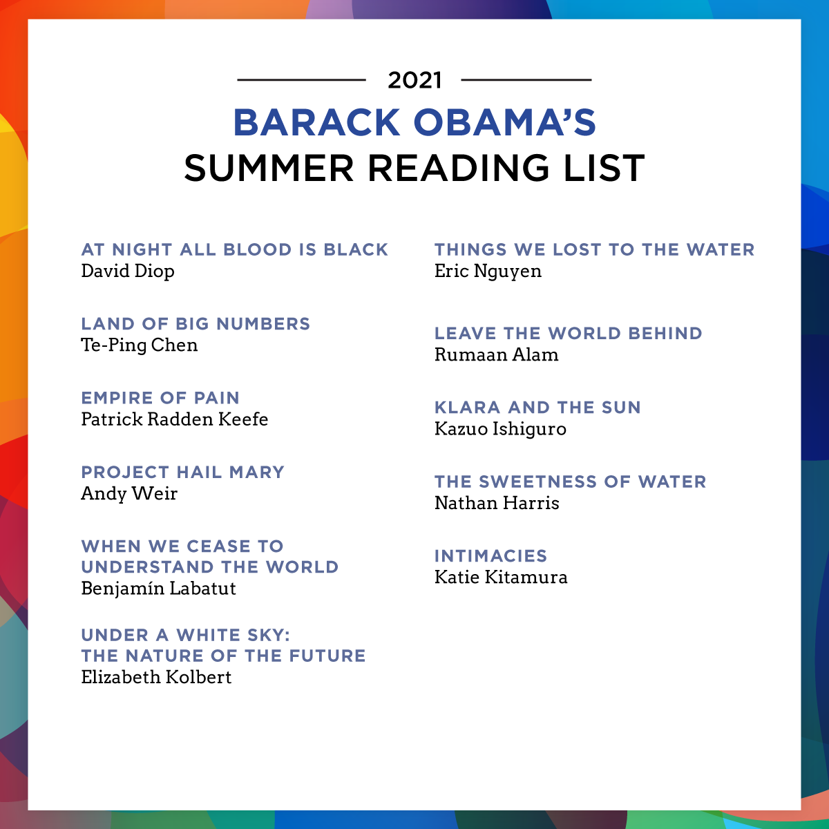 Obama s Summer Reading List 2021 Shelf Awareness